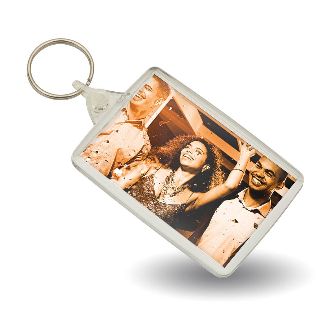 Buy Rectangular Blank Plastic Keyring Insert - 66 x 44mm - Pack of 50 Online